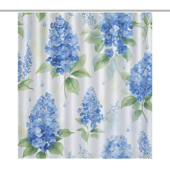 Blue Hydrangea Floral Print-2 Shower Curtain Bathroom Curtains ...
