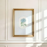 Blue Hydrangea Floral Wall Art Print – Botanical Stripe Artwork For ...