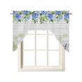 Blue Hydrangea Flower Swag Curtains for Kitchen Farmhouse Country Plant ...
