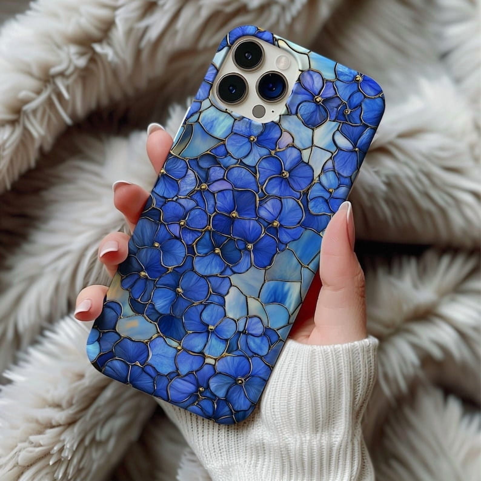 Blue Hydrangea Flower Vintage Stained Glass Mosaic Floral A191 ...