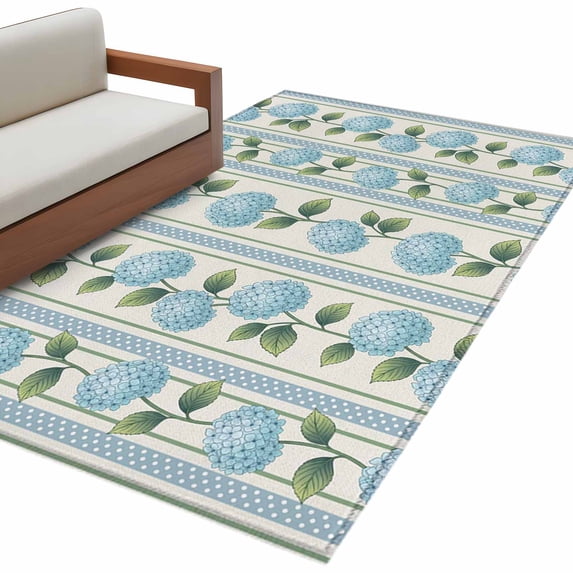 Blue Hydrangea Flowers Area Rug 4x6 Washable Rug Non Slip Farmhouse ...