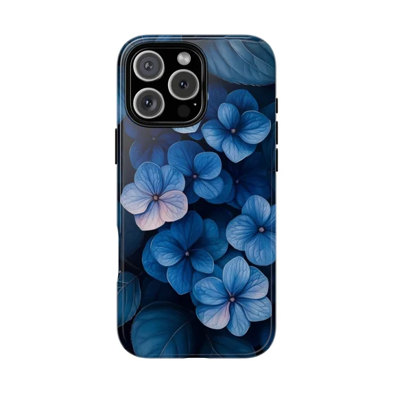 Blue Hydrangea Flowers Pattern Phone Case for iPhone 17 to 11 Pro Max ...