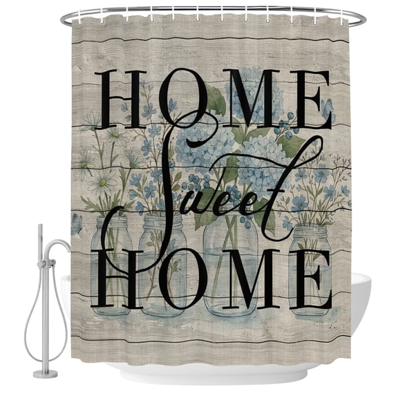 Blue Hydrangea Flowers Shower Curtains for Bathroom, Waterproof Fabric ...
