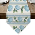 Blue Hydrangea Flowers Table Runner Linen Burlap Table Runner 48 Inches ...