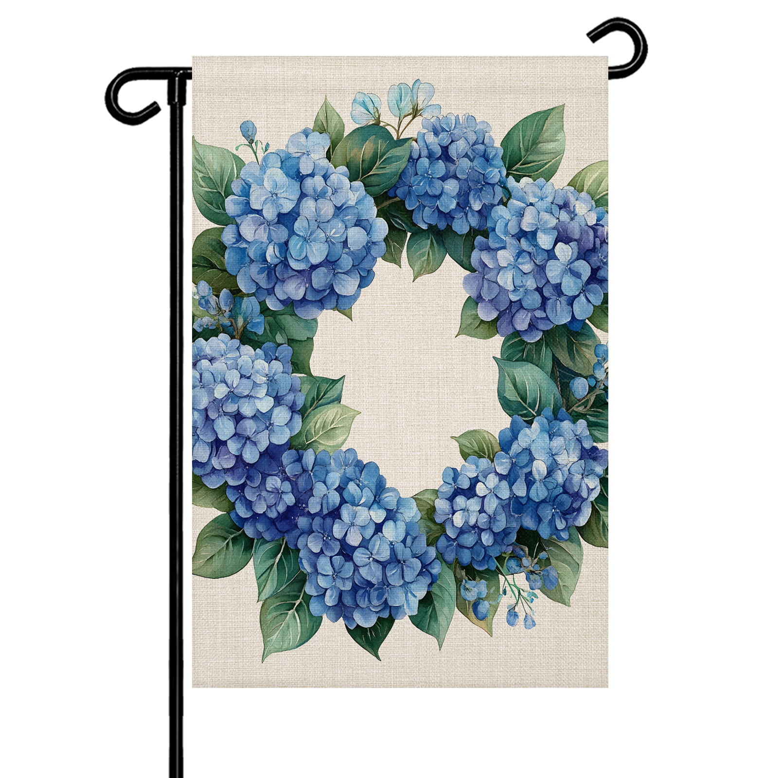 Blue Hydrangea Garden Flag 12x18 Inch Spring Wreath Flower Double Sided ...