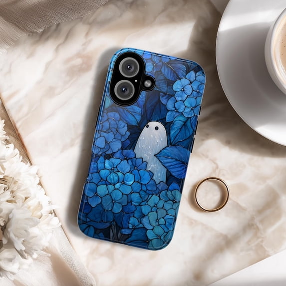 Blue Hydrangea Ghost Tough Phone Case | Stained Glass PRINTED design ...