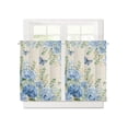 Blue Hydrangea Green Leaf Short Blackout Curtains 45 Inch Long,Summer ...