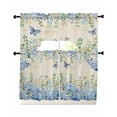 Blue Hydrangea Kitchen Curtains Sets 36 Inch Length with Valance ...