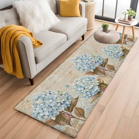 Blue Hydrangea Kitchen Runner Rug 2x6 Washable Runners for Hallway Non ...