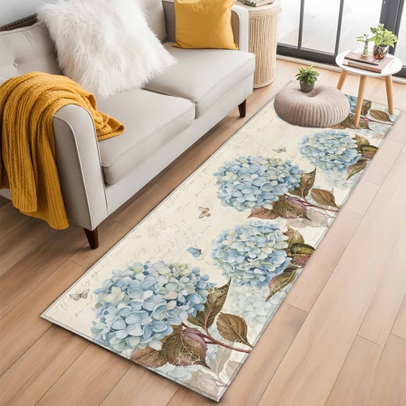 Blue Hydrangea Kitchen Runner Rug 2x6 Washable Runners for Hallway Non ...