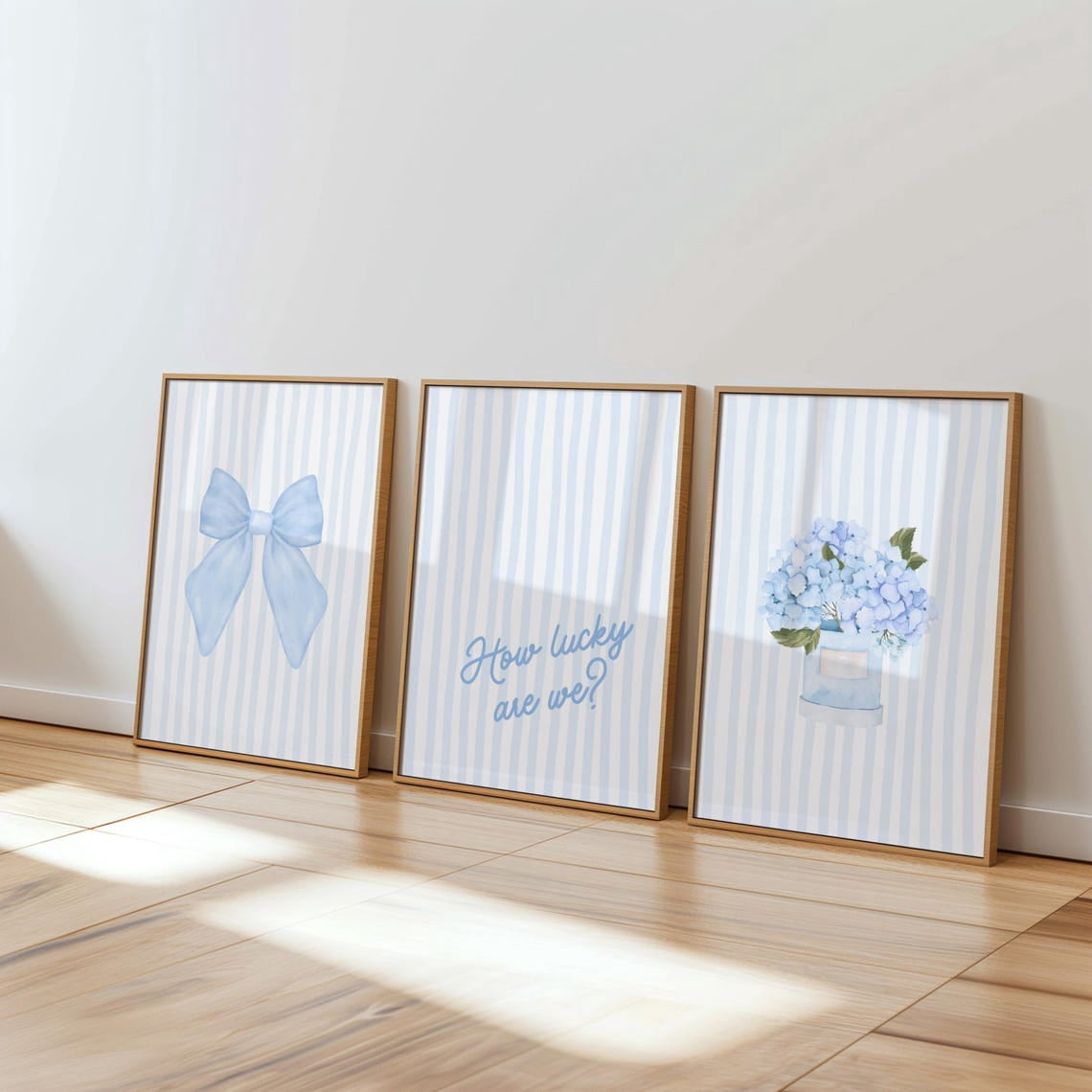 Blue Hydrangea Nursery Prints Preppy Grandmillennial Wall Art Set 3 ...