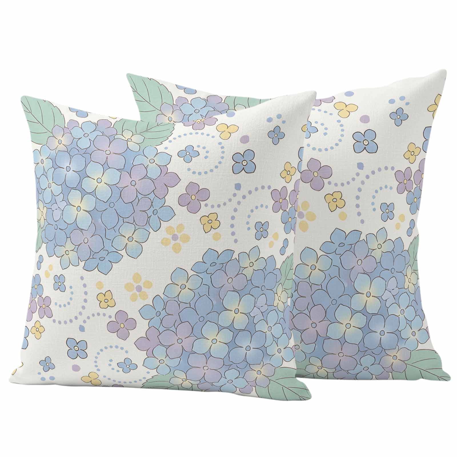 Blue Hydrangea Outdoor Pillow Covers Set of 2 Watercolor Hand-painted ...