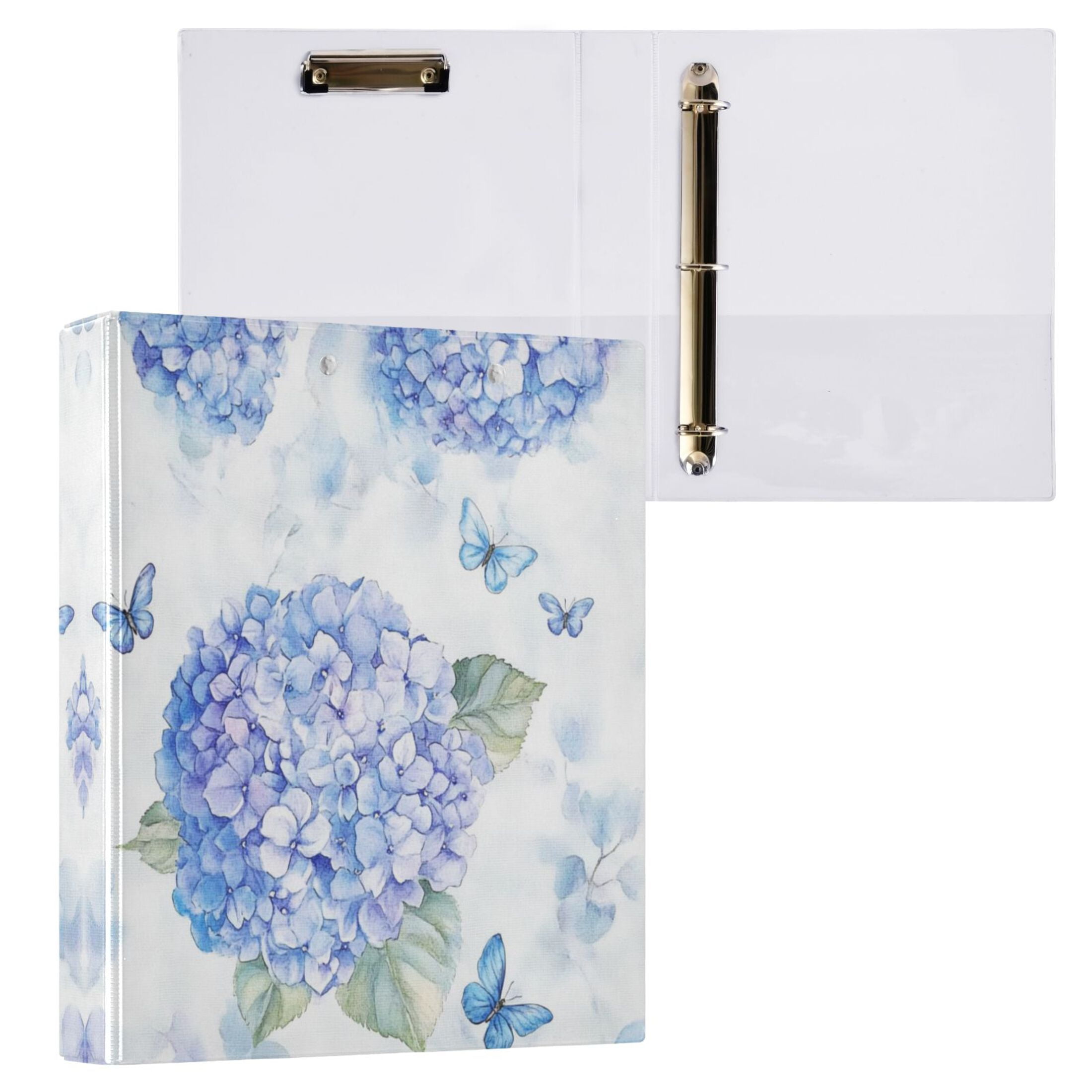 Blue Hydrangea Pattern 3 Ring Hardcover Binders 1.5in Round Rings for ...