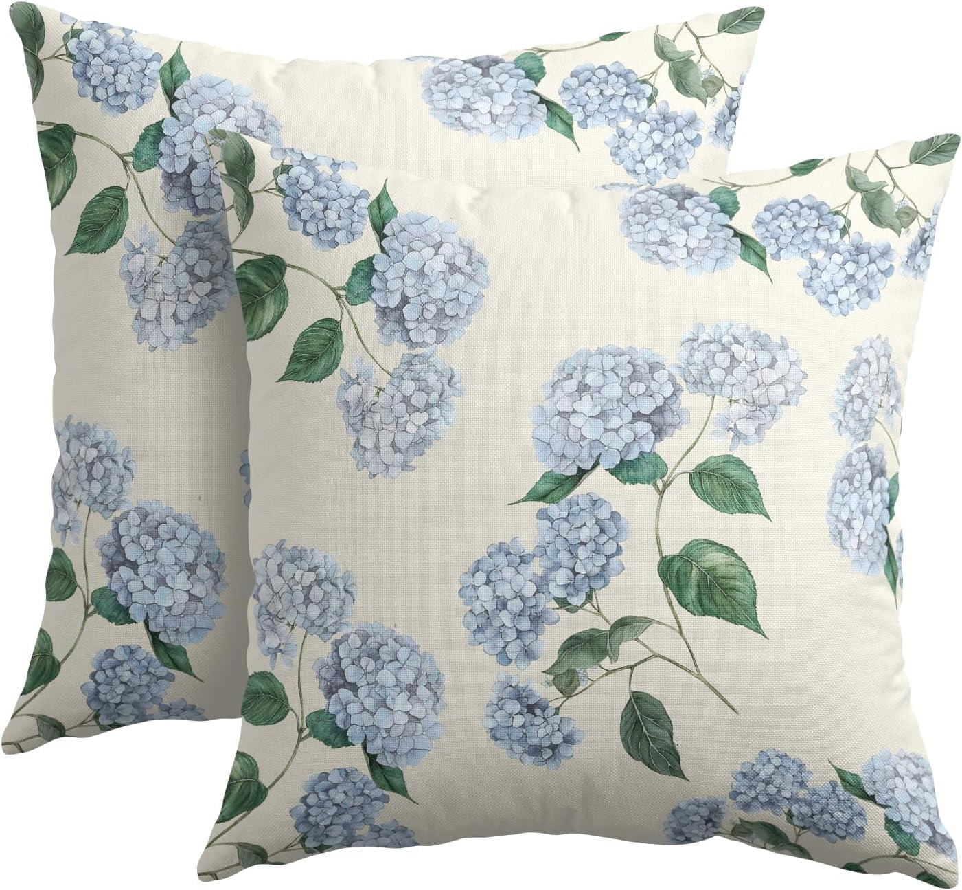 Blue Hydrangea Pillow Covers Set of 2 18x18 Inch Blue Floral Outdoor ...