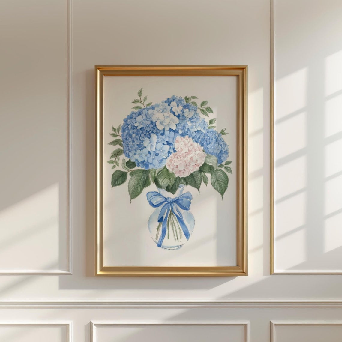 Blue Hydrangea Poster, Floral, Blue Flower Art, Hydrangea Wall Decor ...