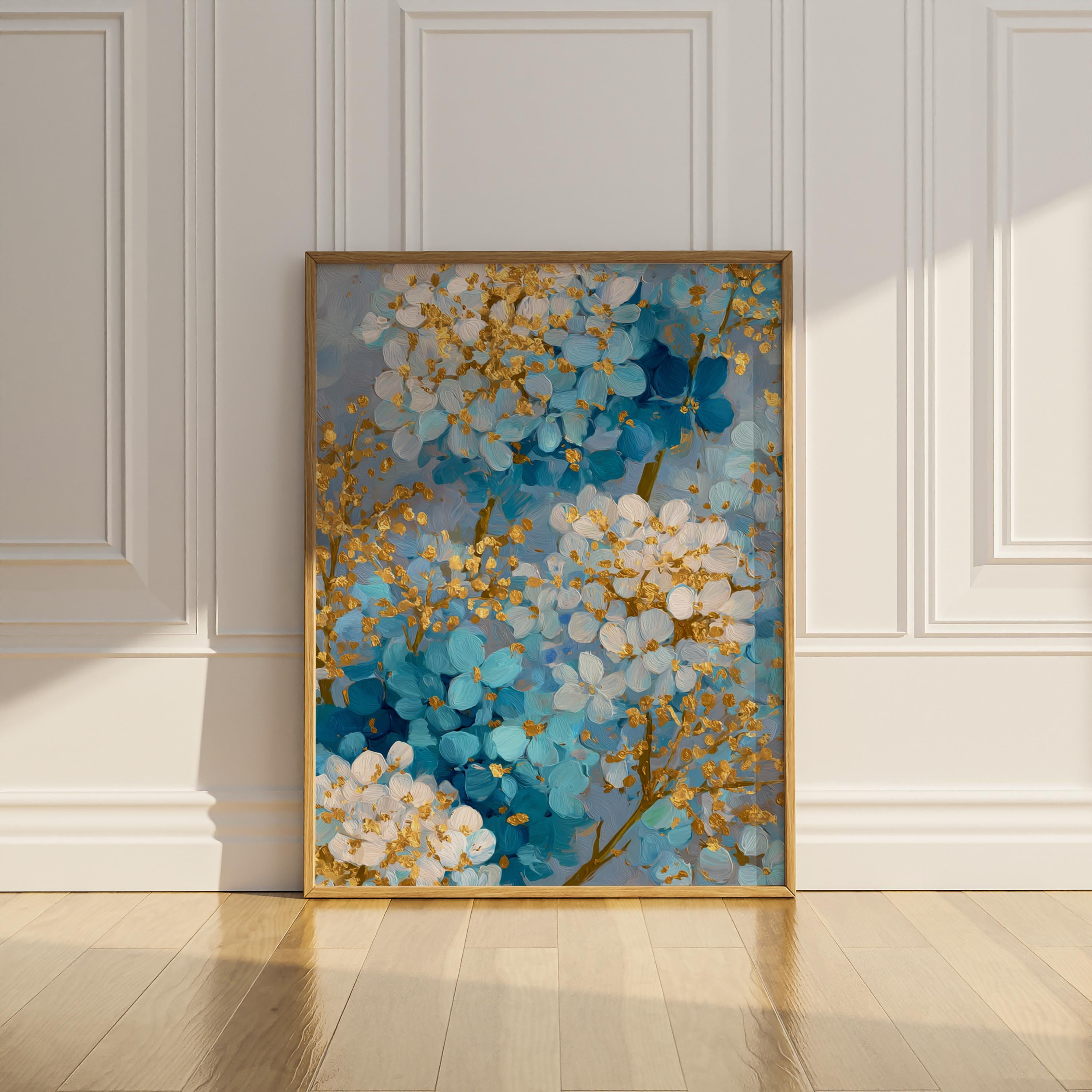 Blue Hydrangea Poster Unframed Print Vintage Abstract Hydrangea Wall ...