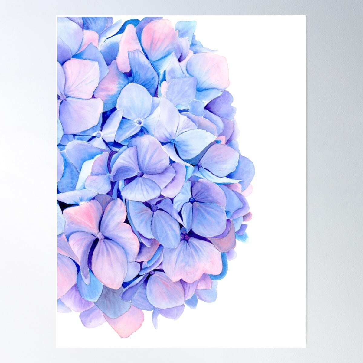Blue Hydrangea Poster Wall Art, Modern Wall Decor For Living Room ...