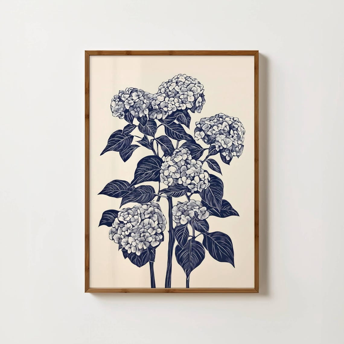 Blue Hydrangea Print Vintage Blue Print Antique Floral Wall Art ...