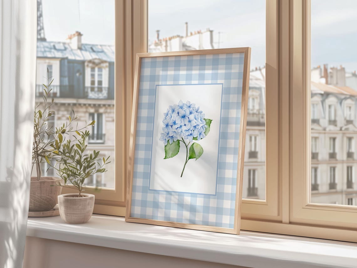 Blue Hydrangea Print // watercolour prints, coastal wall art, Hamptons ...