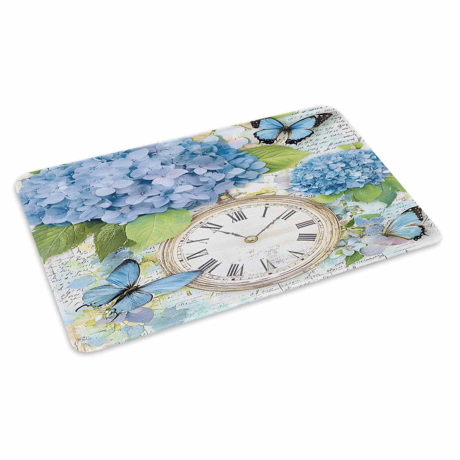Blue Hydrangea Retro Doormat Outdoor Entrance 18"x30", Spring Summer ...