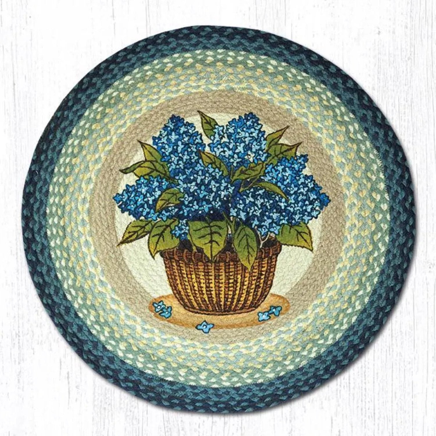 Blue Hydrangea Round Rug - Walmart.com