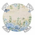 Blue Hydrangea Round Table Cover, Rustic Summer Blue Floral Butterfly ...