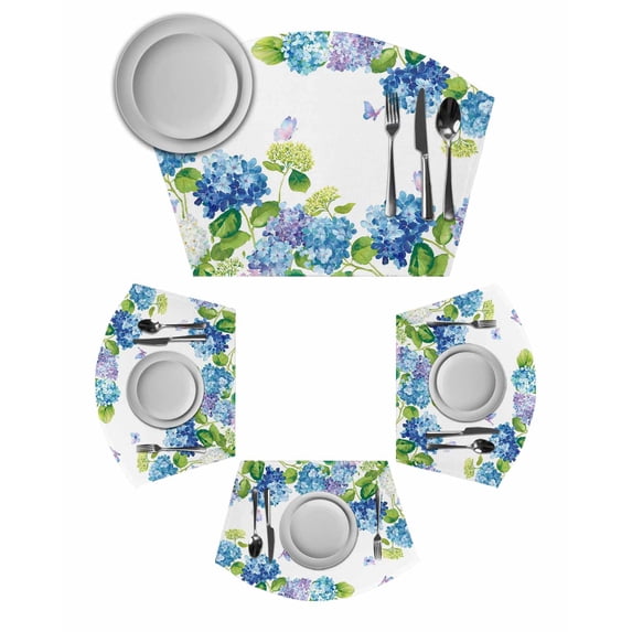 Blue Hydrangea Round Table Placemats Set of 4 Wedge Placemats ...