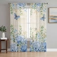 Blue Hydrangea Sheer Curtains for Living Room Bedroom Spring Summer ...