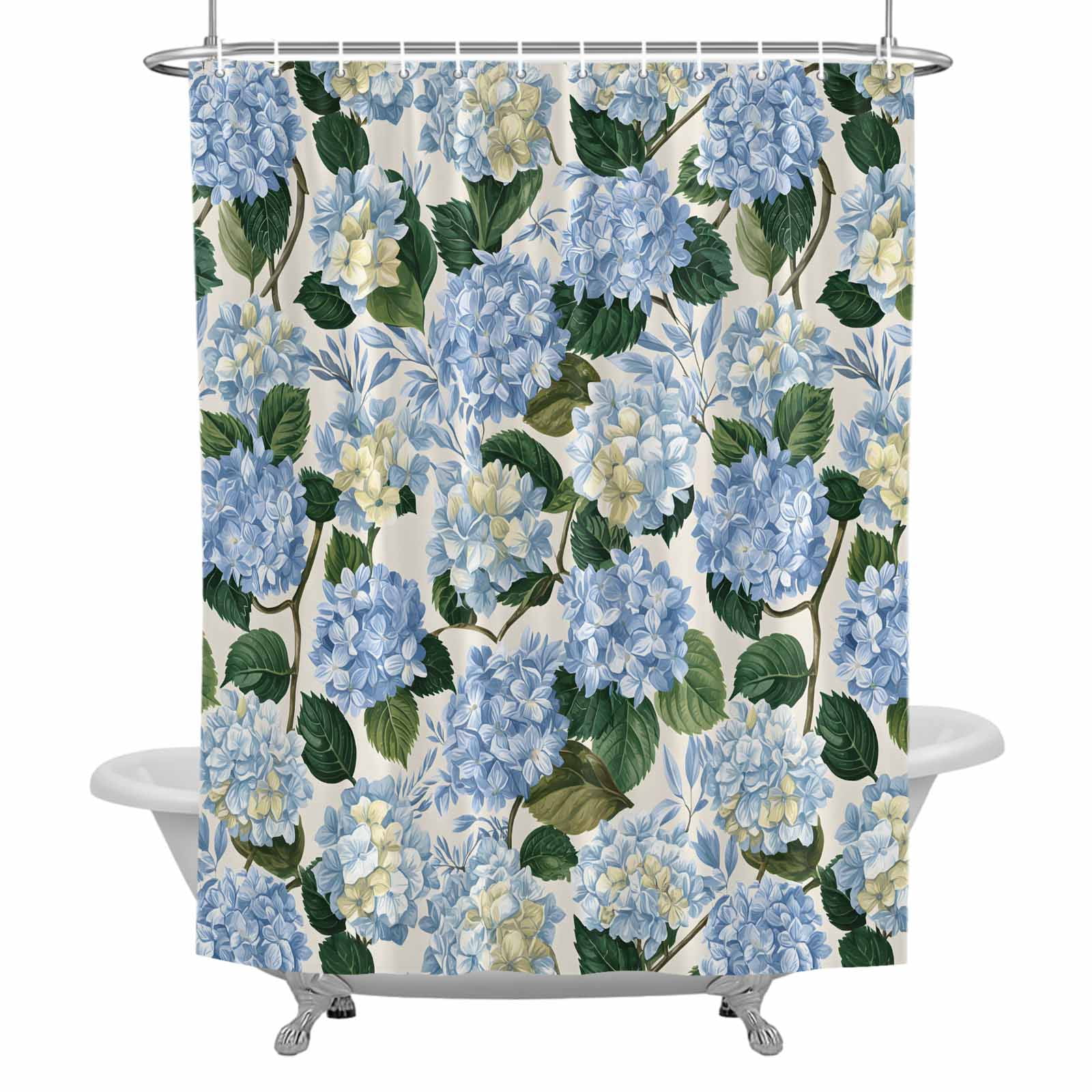 Blue Hydrangea Shower Curtain for Bathroom, Floral Country Farmhouse ...