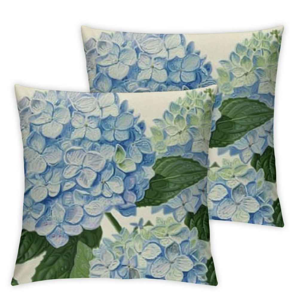 Blue Hydrangea Spring Throw Pillow Covers Outdoor Spring Summer Decor ...