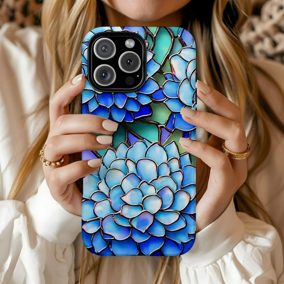 Blue Hydrangea Stained GlWildflower Floral Cottagecore Phone Case for ...