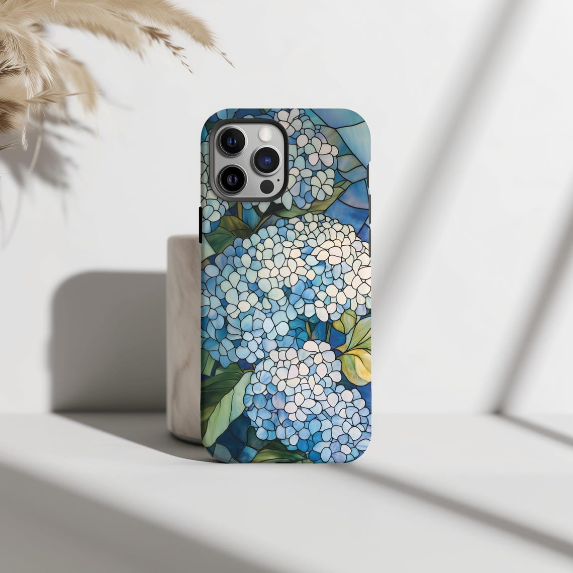 Blue Hydrangea Stained Glass Phone Case – Compatible with iPhone 11 to ...