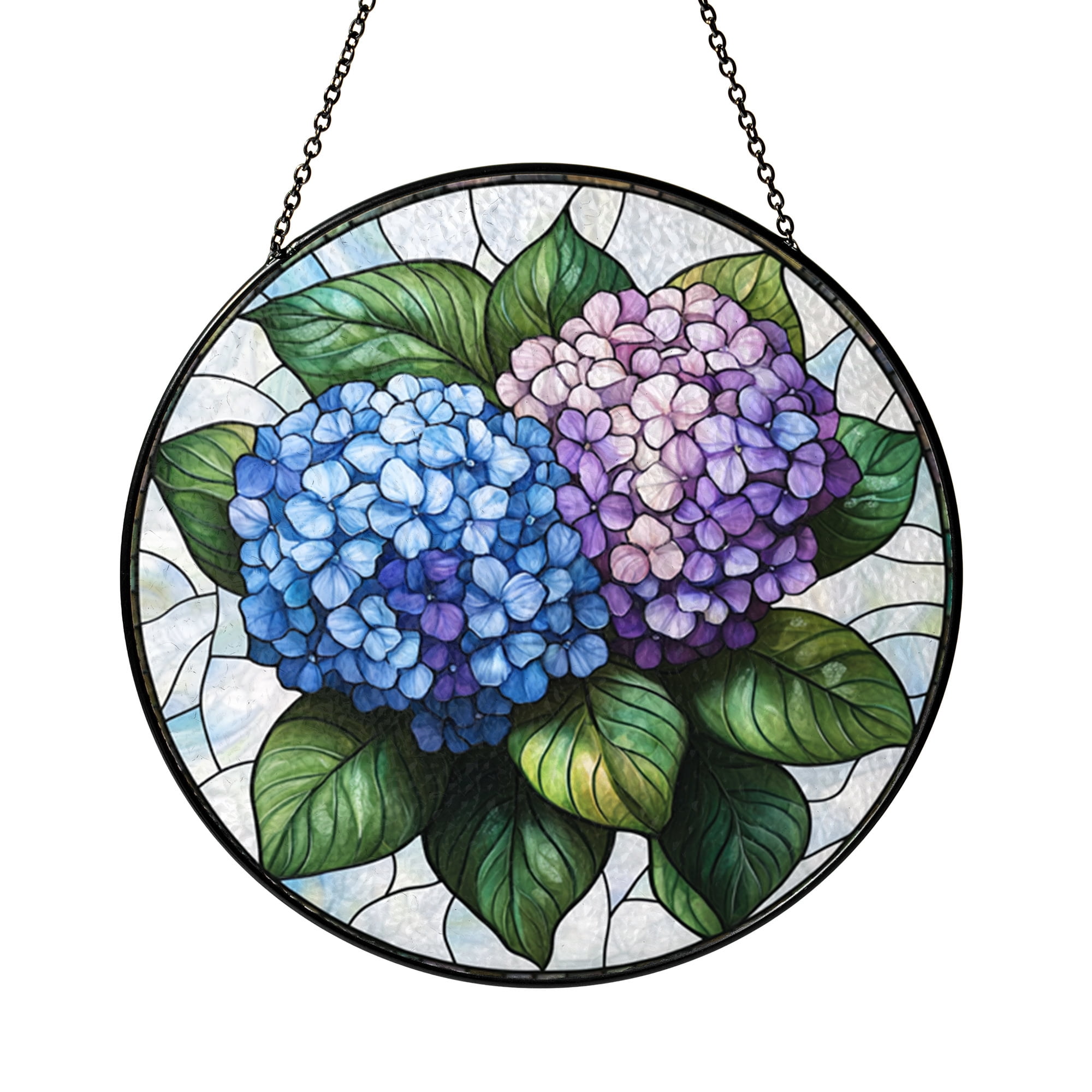 Blue Hydrangea Stained Glass Style Suncatcher – Floral Window Decor ...