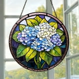 Blue Hydrangea Stained Glass Suncatcher Botanical Window Hanging ...