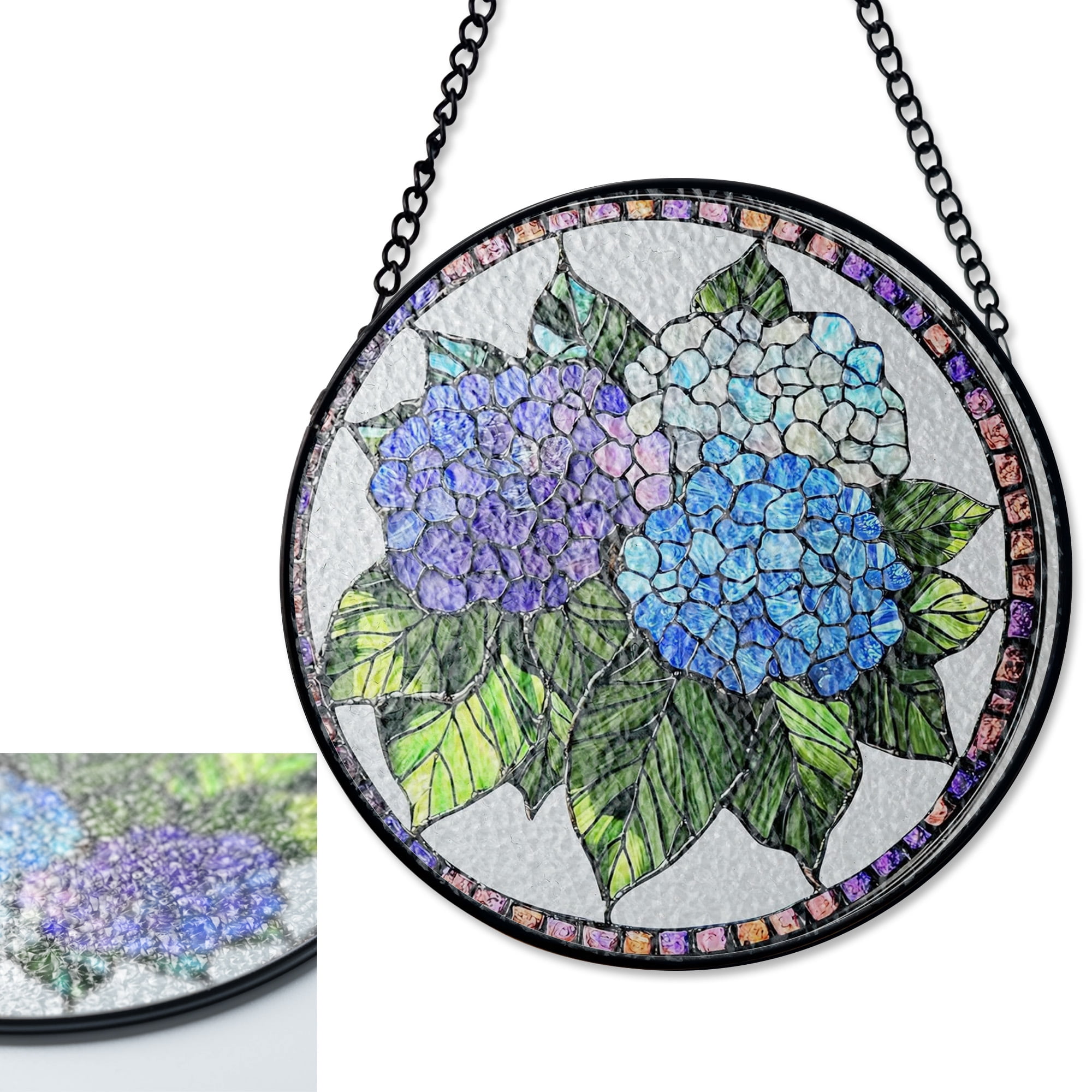 Blue Hydrangea Stained Glass Suncatcher, Floral Window Hanging ...