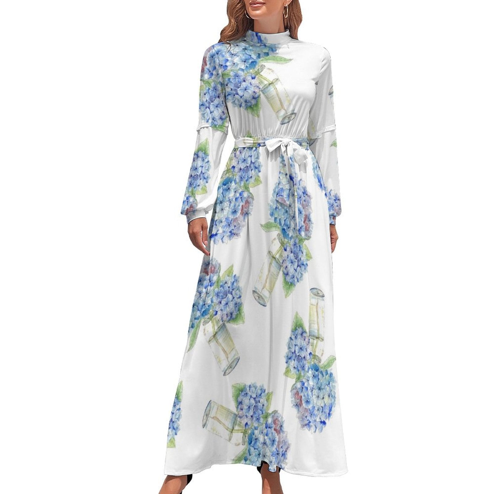 Blue Hydrangea Still Life Long Dress Women's summer skirt dress for ...