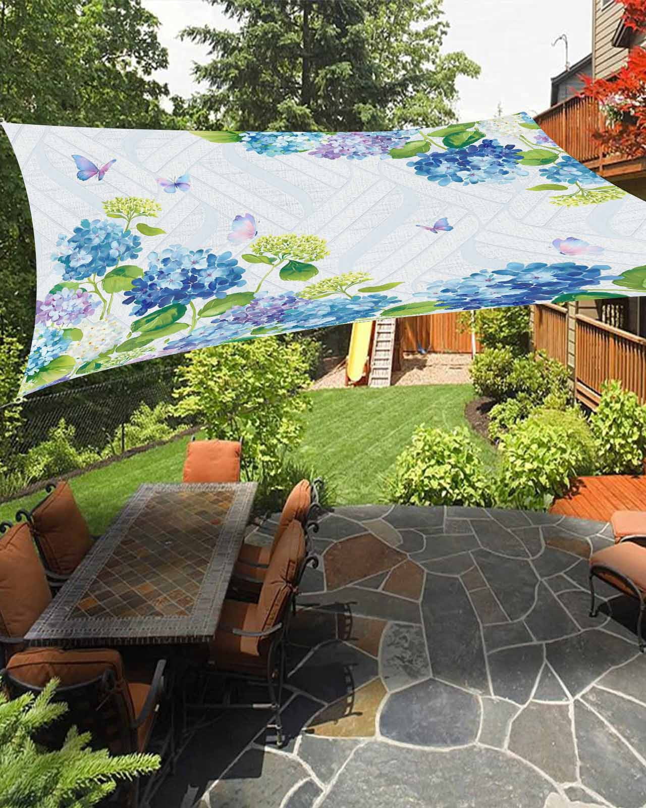 Blue Hydrangea Sun Shade Sail 6.5'X10' Watercolor Blue Purple Flower ...