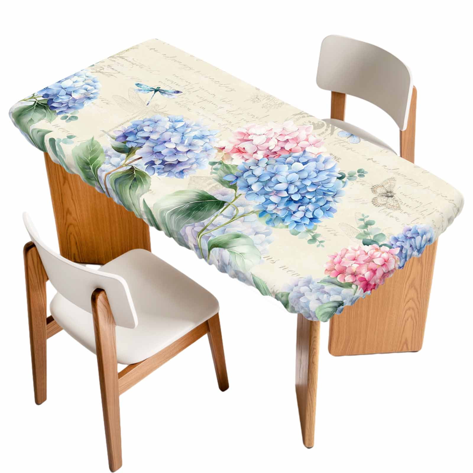 Blue Hydrangea Table Cloths for 5 Foot Rectangle Tables, Pink Flowers ...