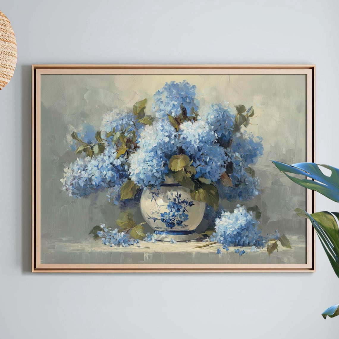 Blue Hydrangea Vintage Floral Neutral Spring Blue Flowers Still Life ...