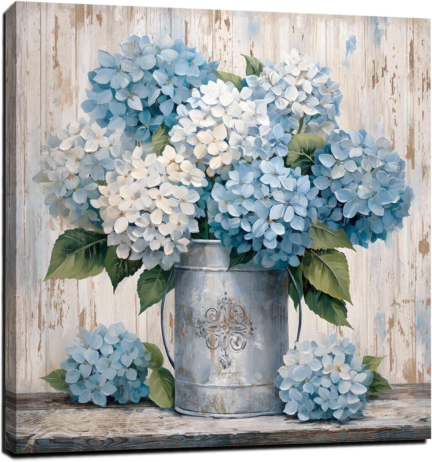 Blue Hydrangea Wall Art Farmhouse Wall Decor Flower Canvas Print ...