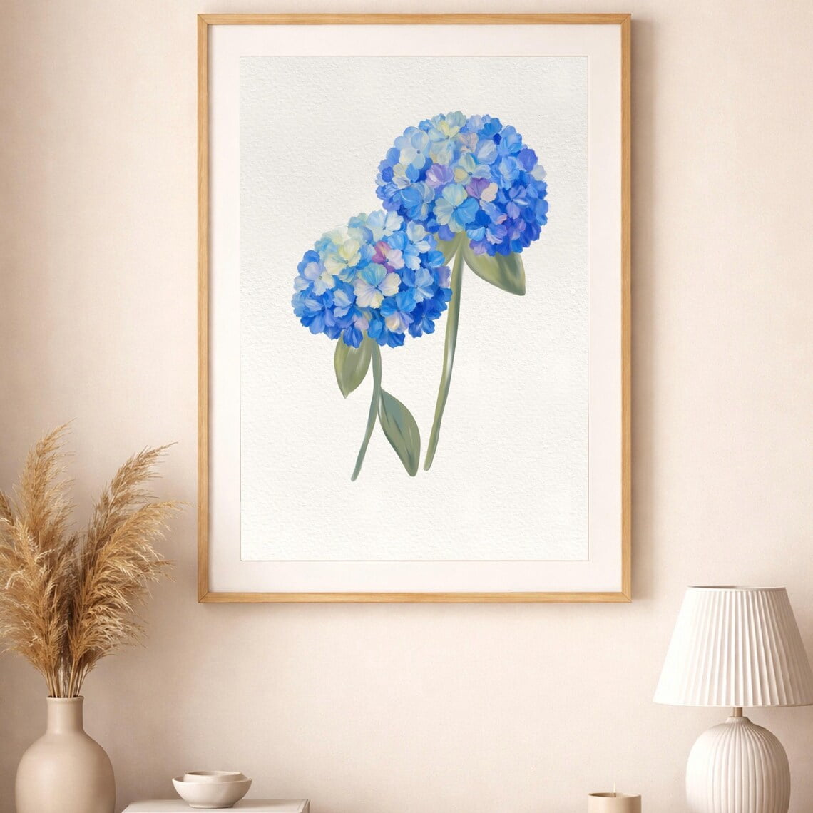 Blue Hydrangea Wall Art, Floral Cottagecore Decor, Unframed Paper ...