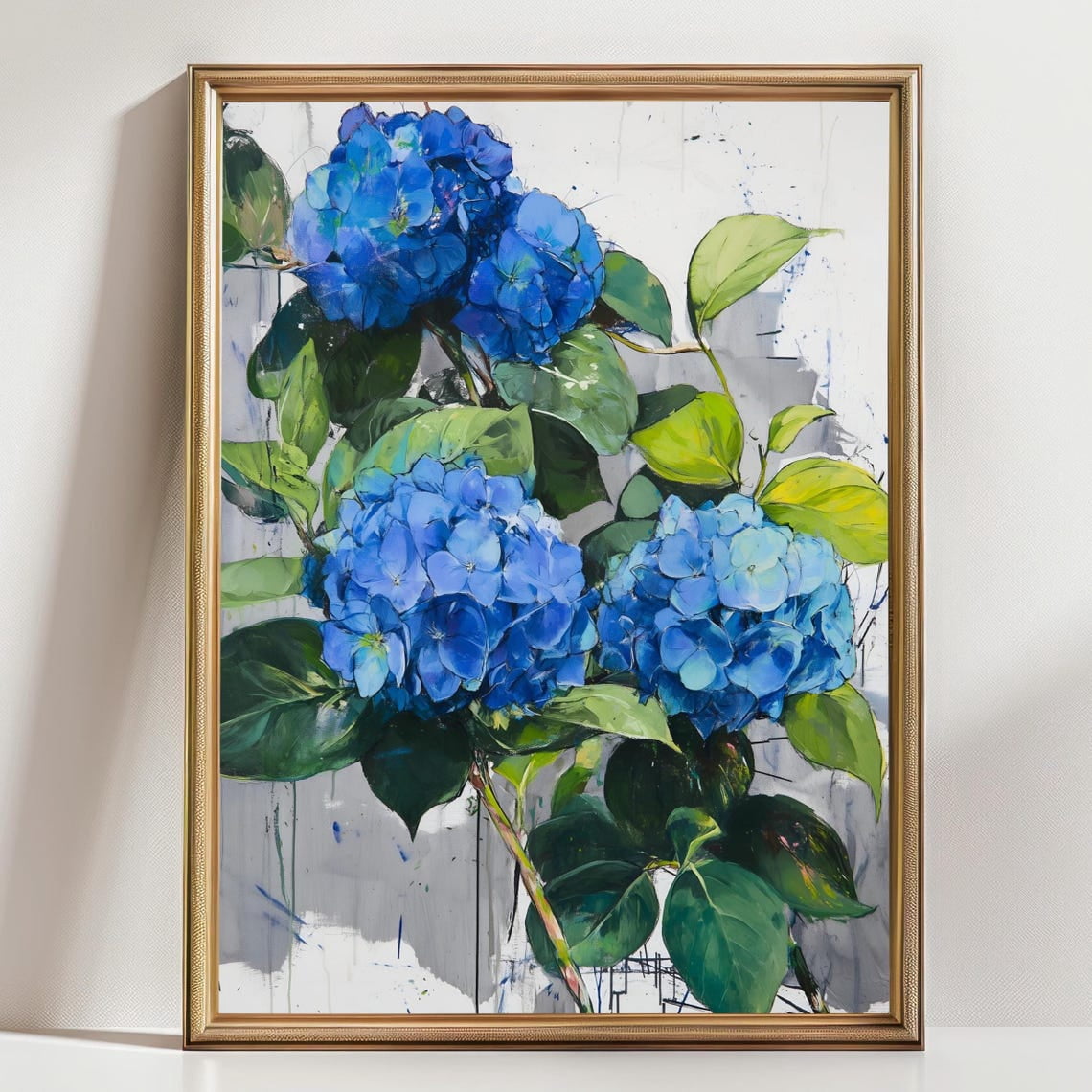 Blue Hydrangea Wall Art Modern Floral Botanical Fine Art Elegant ...