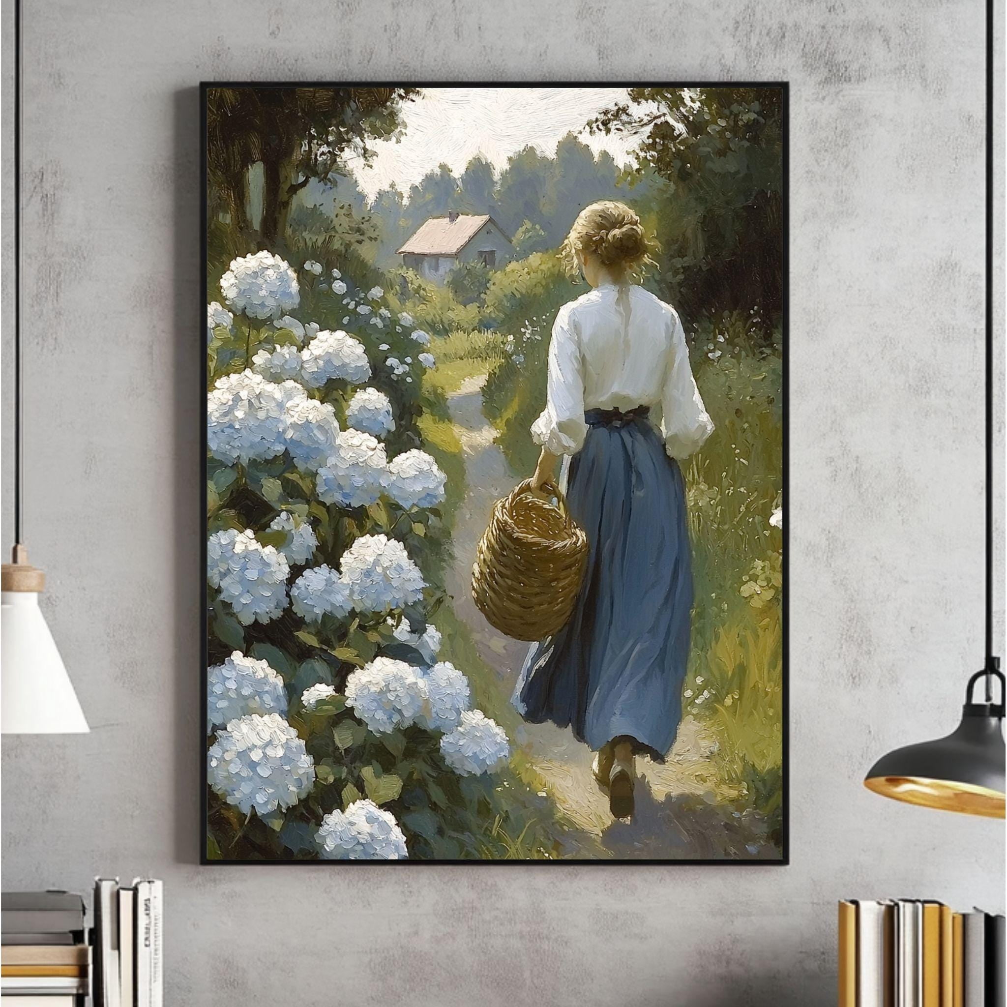 Blue Hydrangea Wall Art Vintage Floral Print Romantic Cottagecore Print ...