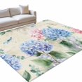 Blue Hydrangea Washable Rug 5x7 Area Rug for Living Room Bedroom Non ...