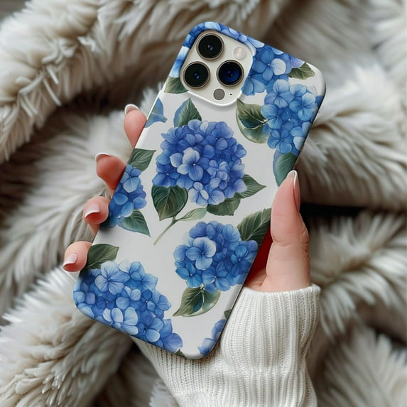 Blue Hydrangea Watercolor Wildflower Floral Phone Case 17 16 15 14 13 12 11 Pro Max - Walmart.com