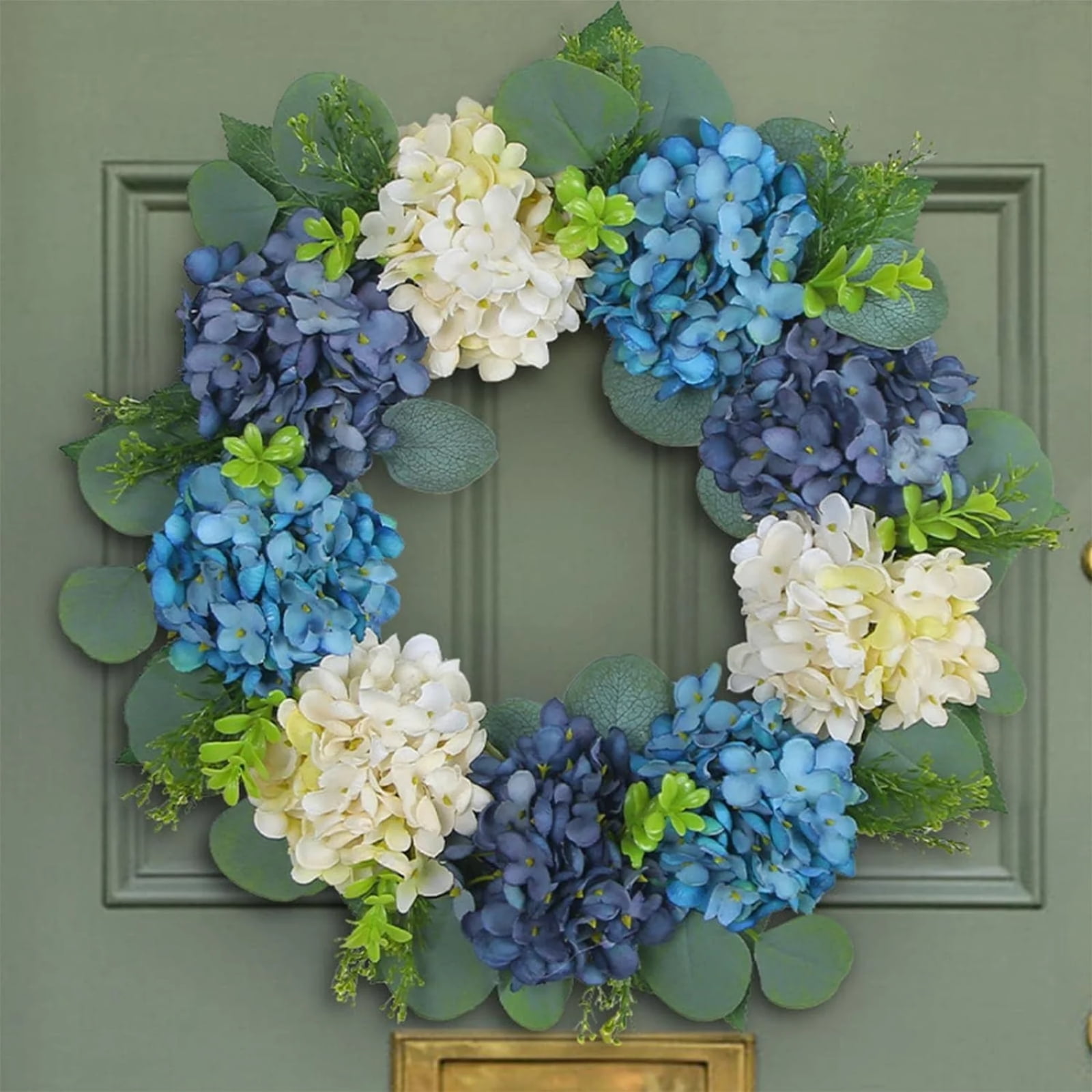 Blue And Hydrangea Wreath Door Hanging Withered Branch Simulation ...