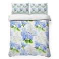 Blue Hydrangeas 3 Piece Quilt Bedding Set with 2 Pillow Shams, Spring ...