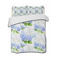 Blue Hydrangeas 3 Pieces Quilt Set, 1 Quilt with 2 Shams, Spring Floral ...