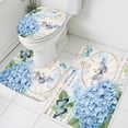 Blue Hydrangeas Bathroom Rugs Set Vintage Butterfly Clock Floral Flower ...