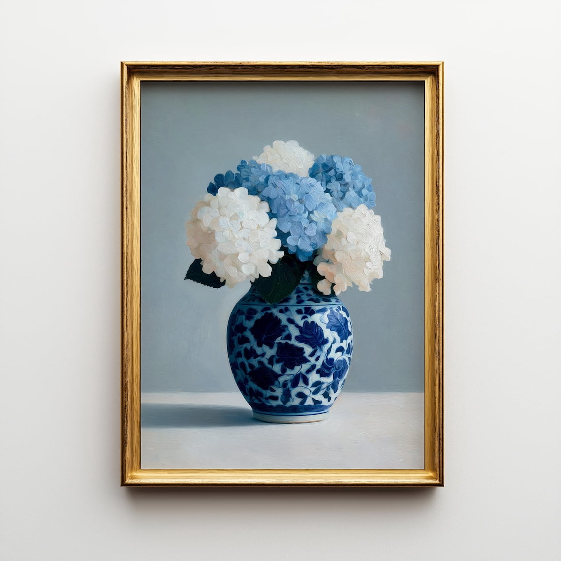 Blue Hydrangeas Floral Art Print Vintage Botanical Wall Decor, Unframed ...
